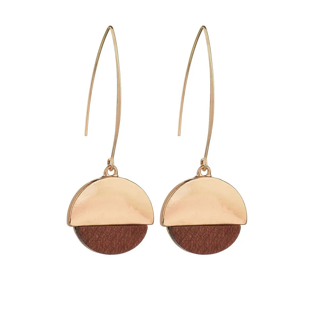 Unique Wood Dangle Earrings Women Long Gold Alloy Earring In Drop Earrings From Jewelry