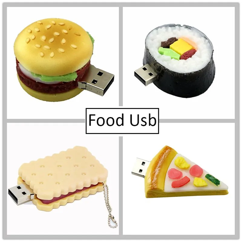 Real Capacity Hamburger Food Usb Flash Drive Creative Sushi Pizza ...