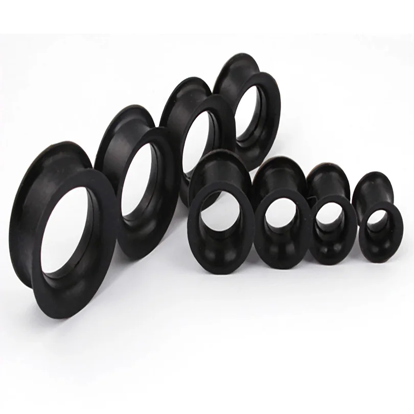 2pcs Fashion Black Soft Silicone Flexible Double Flat Flared Flesh ...