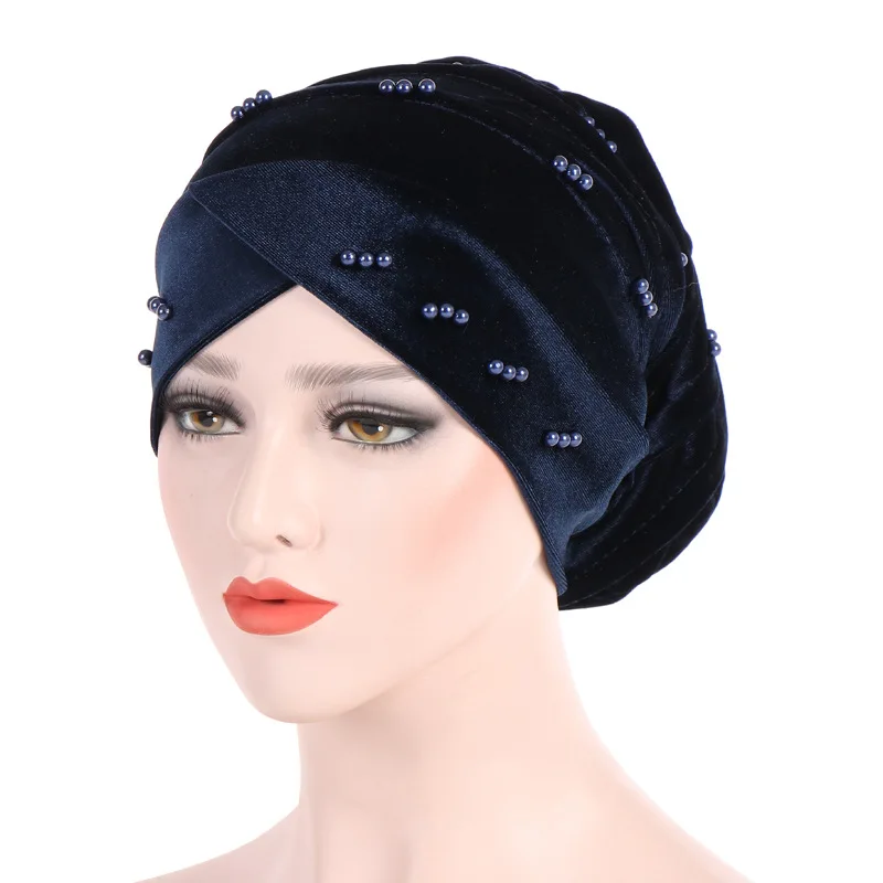 Stretch Velvet Turban Headwrap Turbante Hat Muslim Women Headband ...