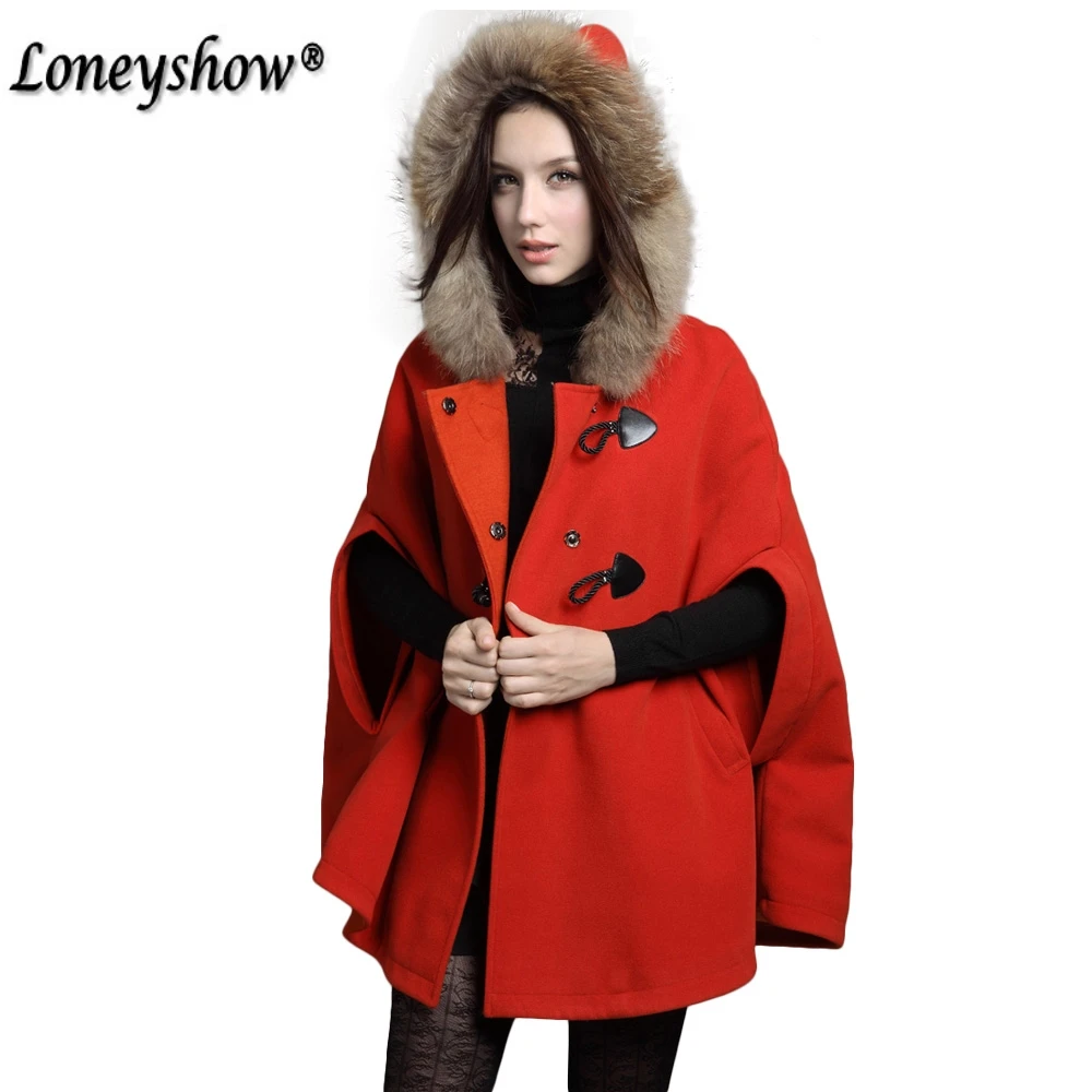 2017 Autumn winter new hooded bat sleeve solid color black khaki red ...