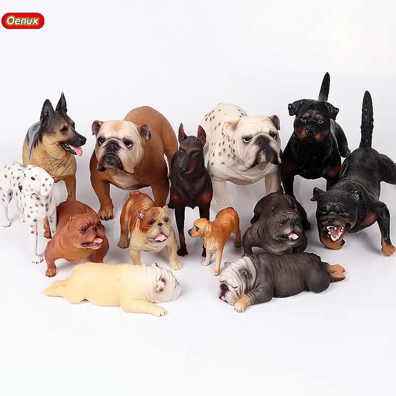 Oenux Lovely Pet Dog Animals Model Action Figure Boxer Bulldog ...