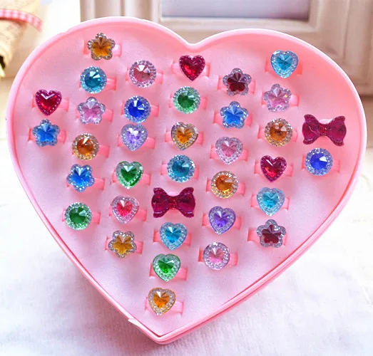 36pcs/box Kids Shine Crystal Plastic Finger Rings Birthday Decor ...