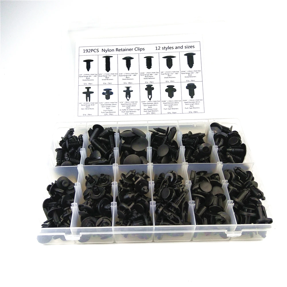 FRCY 240PCS Car Fastener 6mm 10mm Hole Fender Bumper Nylon Rivet Clips ...