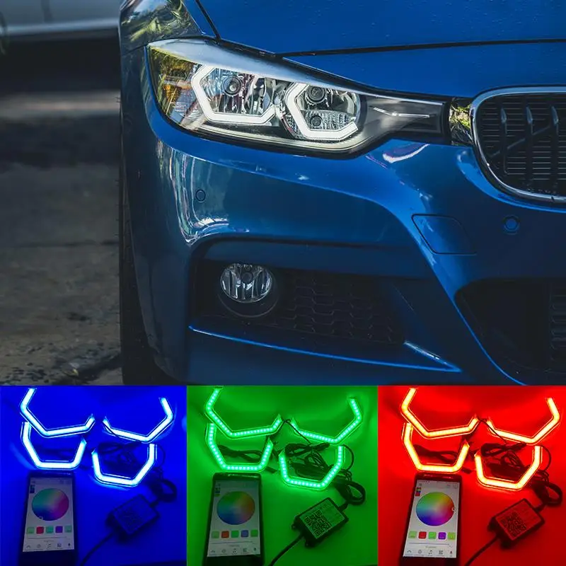 WIFI RGB Multi Color M4 Iconic Style LED Crystal Angel Eye light Kits ...