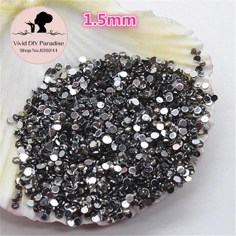 1.5mm 10000pcs Clear Grey Round Acrylic Rhinestones Shiny Nail Art ...