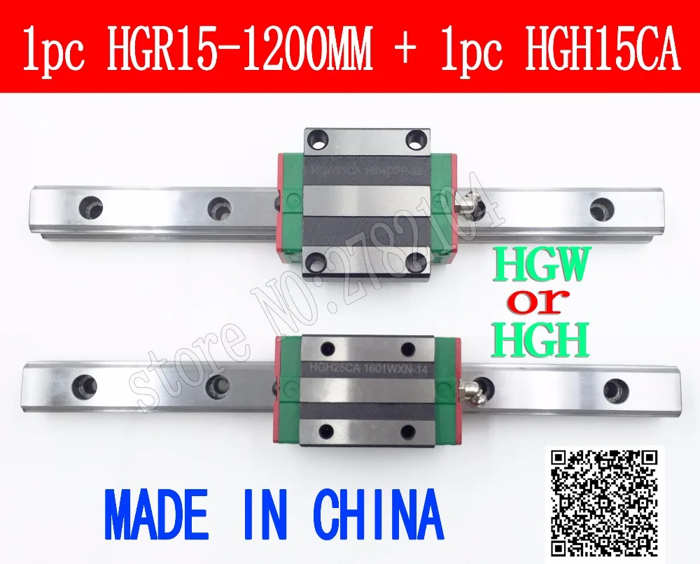 New linear guide rail HGR15 1200mm long with 1pcs linear block carriage ...