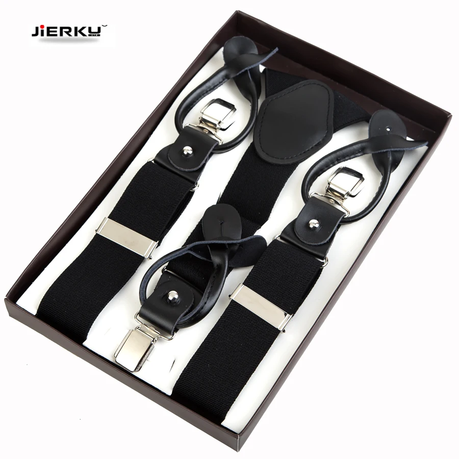 2019 Dual Suspenders Male Men's Button Suspenders Cowhide Spaghetti ...