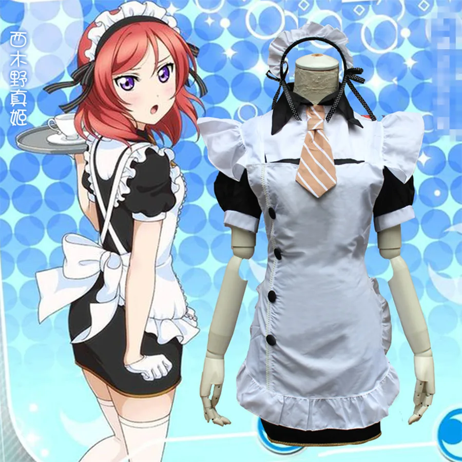 Nishikino Maki Lolita Maid Mini Dress Anime Love Live Cosplay Lady ...