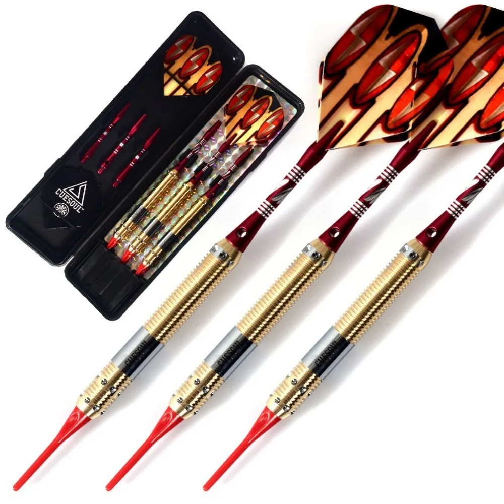 CUESOUL Soft Tip Darts Set with Golden 16g Dart Barrels Eye Catched,Red ...