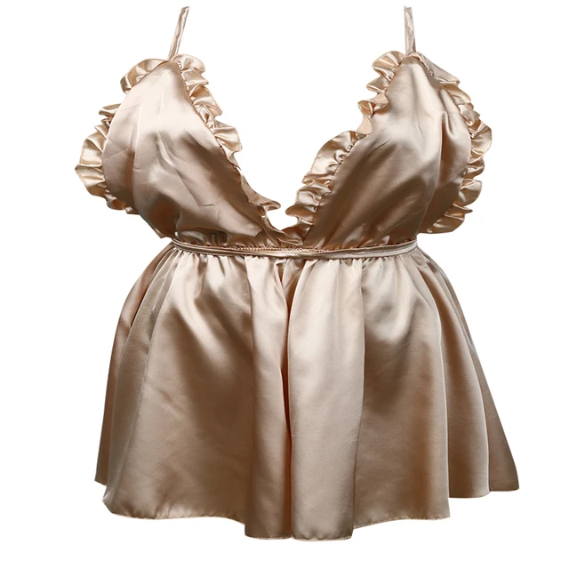 Lady Polyester Nightgown Women Nightwear Dress Female Sleeveless ...