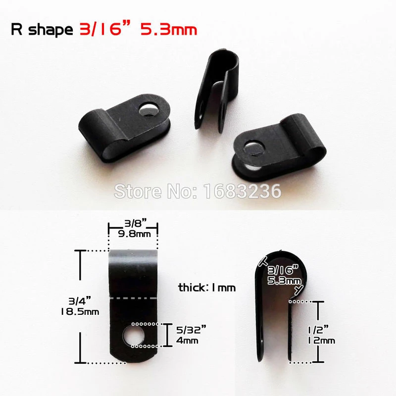 50 Black Nylon U Shape 3/16inch Cable Clamp Clip Uv Resistant Wire ...