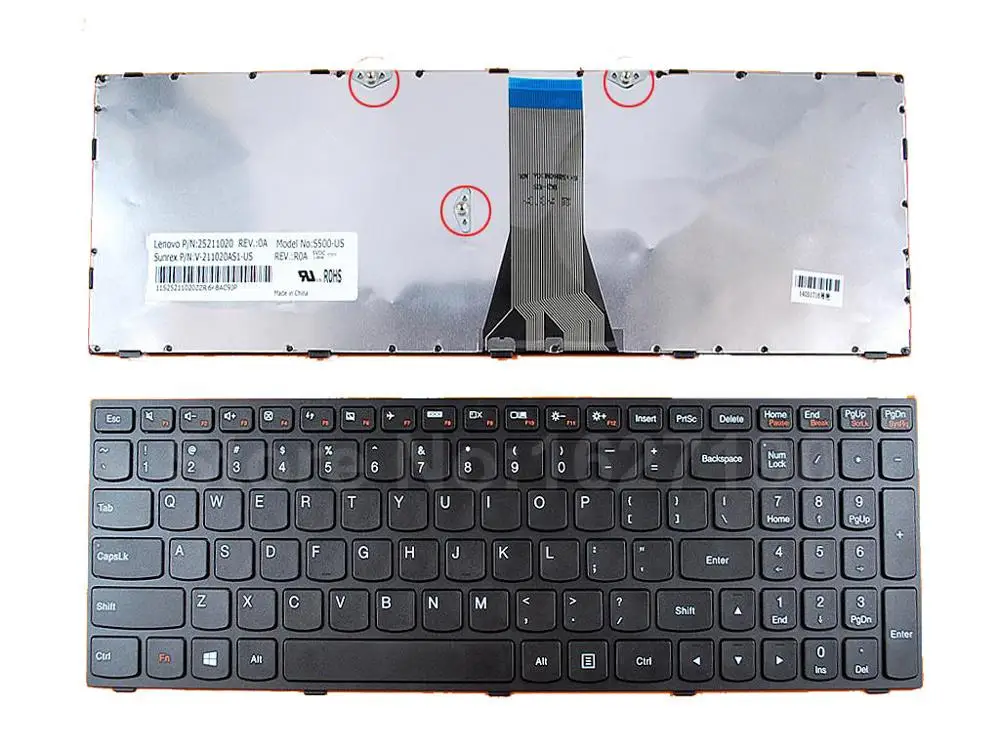 US Keyboard For LENOVO G50 70 BLACK FRAME BLACK Win8 PN:25211020 ...