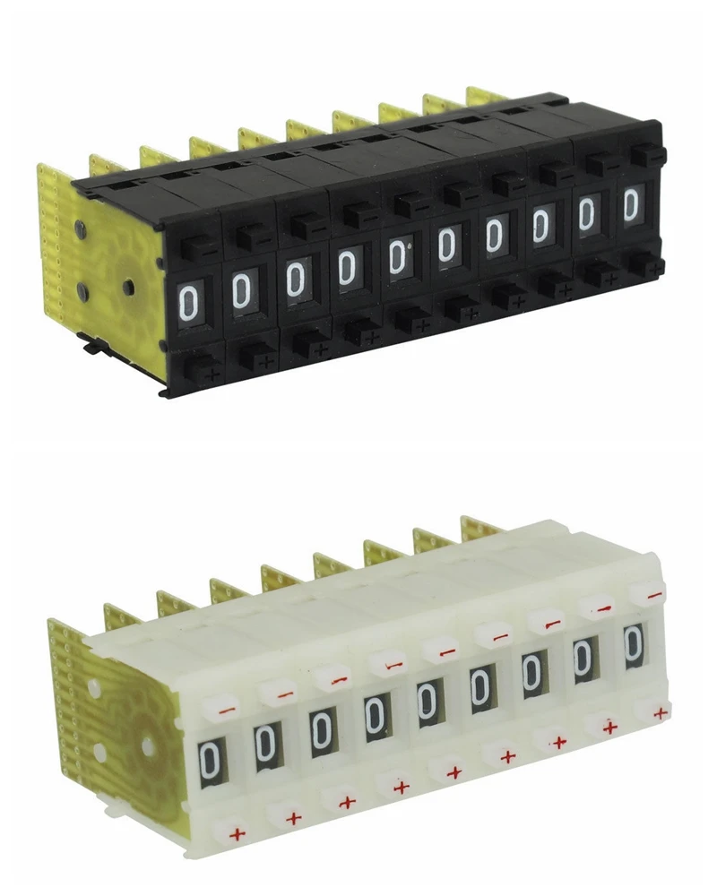 Black 22mm x 8mm 0 9 Digits Decimal/BCD Pushwheel Thumbwheel Switches ...