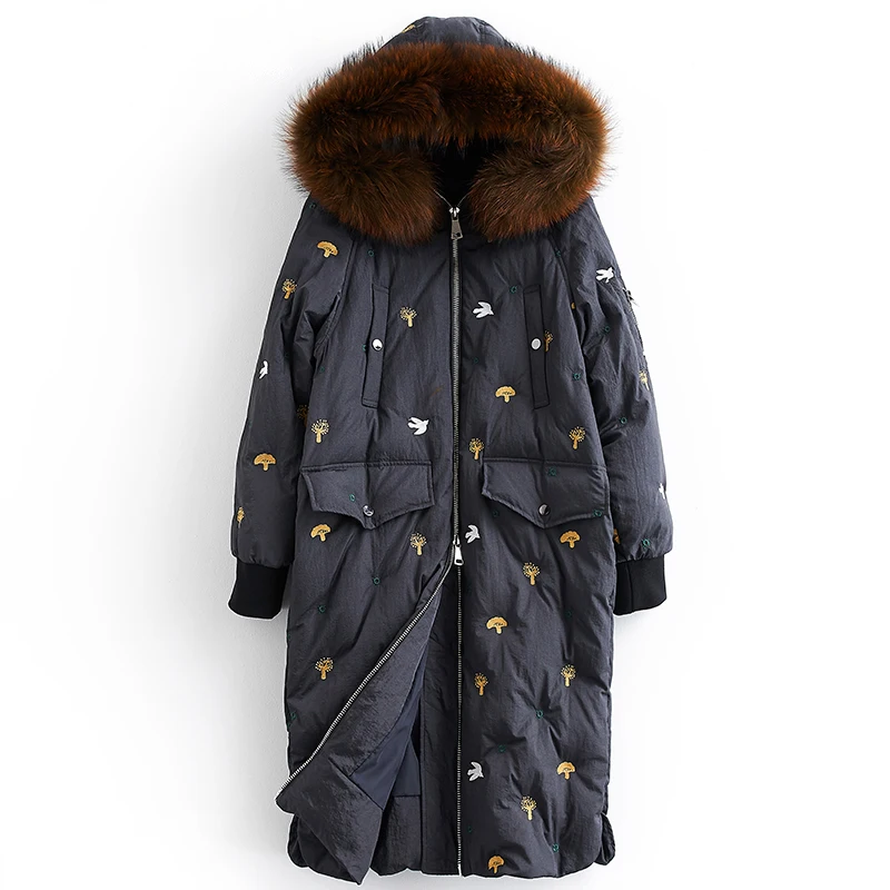 Женский пуховик, зимний, толстый, теплый, 90%, белый, утиный пух ...