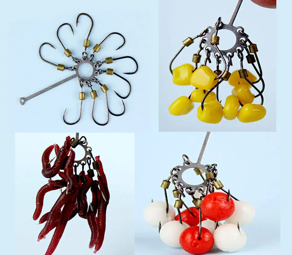 4X Plate Multi hook With 9 Small Hooks Fishing Hooks Fishing Rigs Tools ...