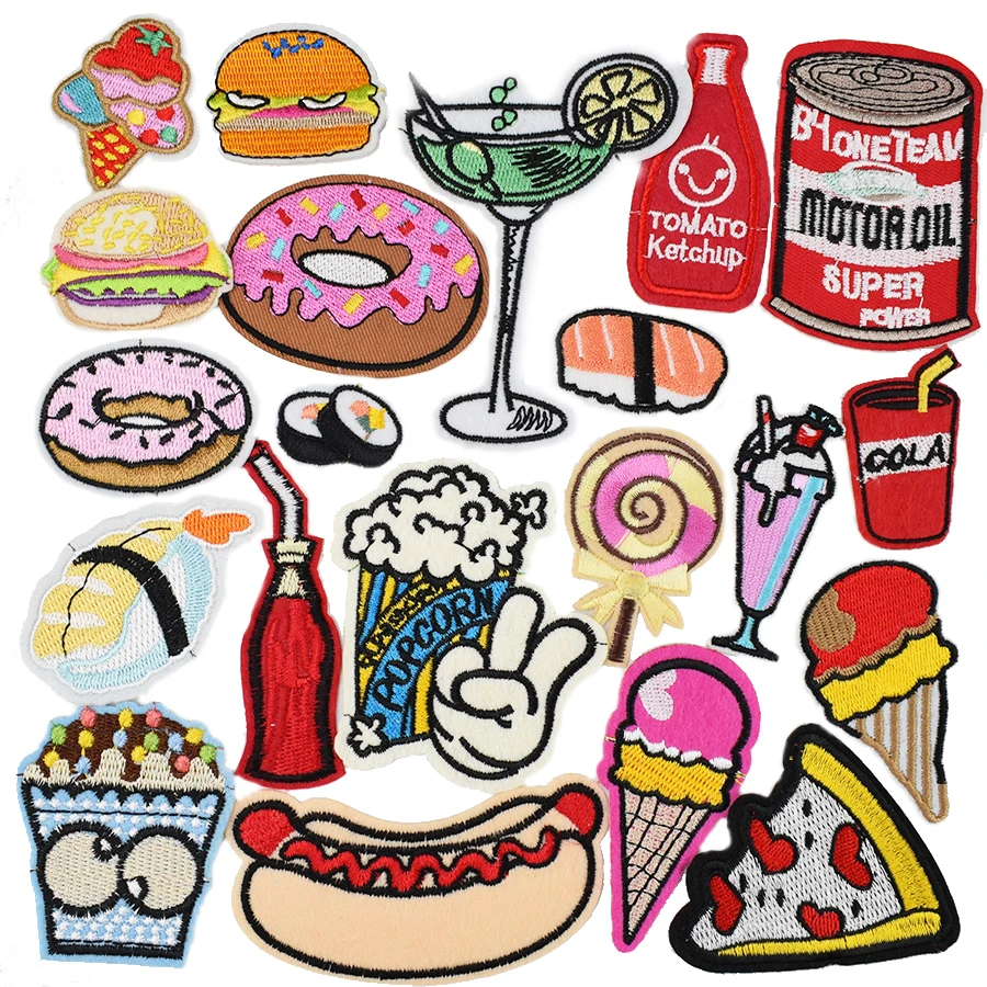 מוצר - Diy food and drink patches for clothing iron embroidered patch ...