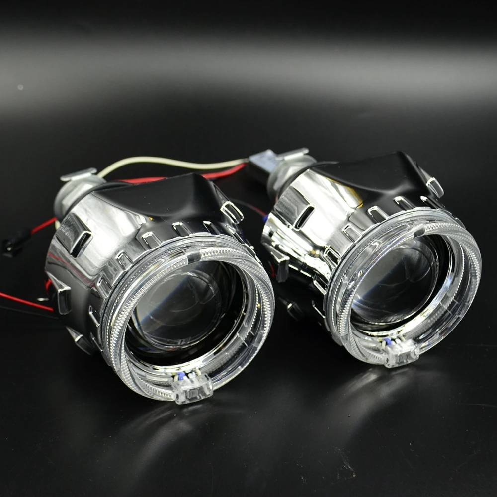 2.5 inch bi xenon Projector lens with DRL LED angel eyes shrouds car ...