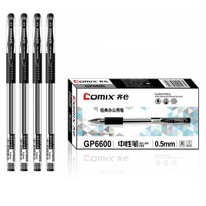 12 Pcs comix GP6600 Gel pen 0.5mm pen supplies Premium Gel Ink Roller ...