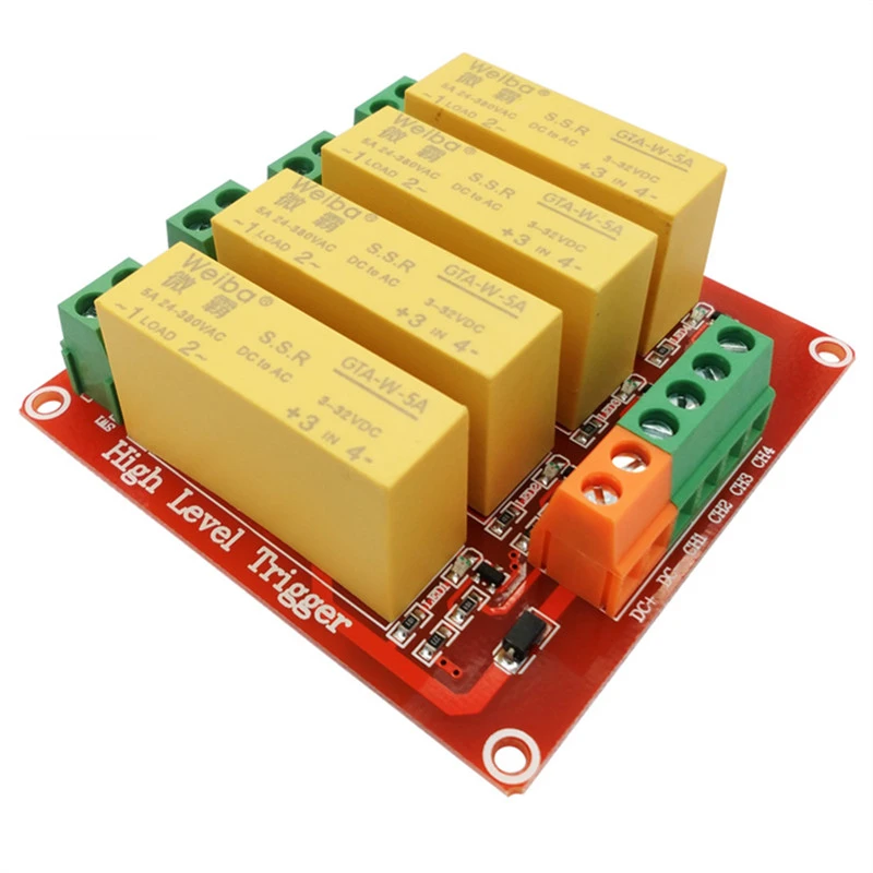 4 channel solid state relay module 5V 12V 24V high level trigger DC ...