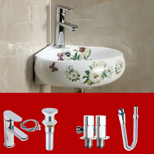 Ceramic Corner Basin Small Bathroom Wash Basin Triangle Balcony Wall ...