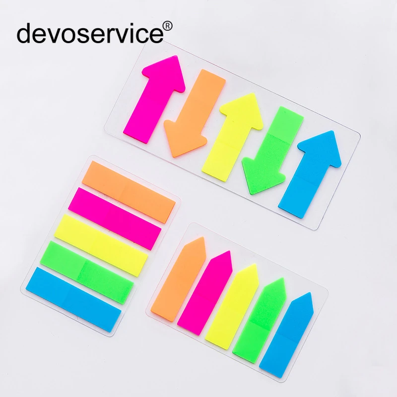 100 Pages Fluorescent Label Sticky Notes Transparent Indicator Bookmark ...