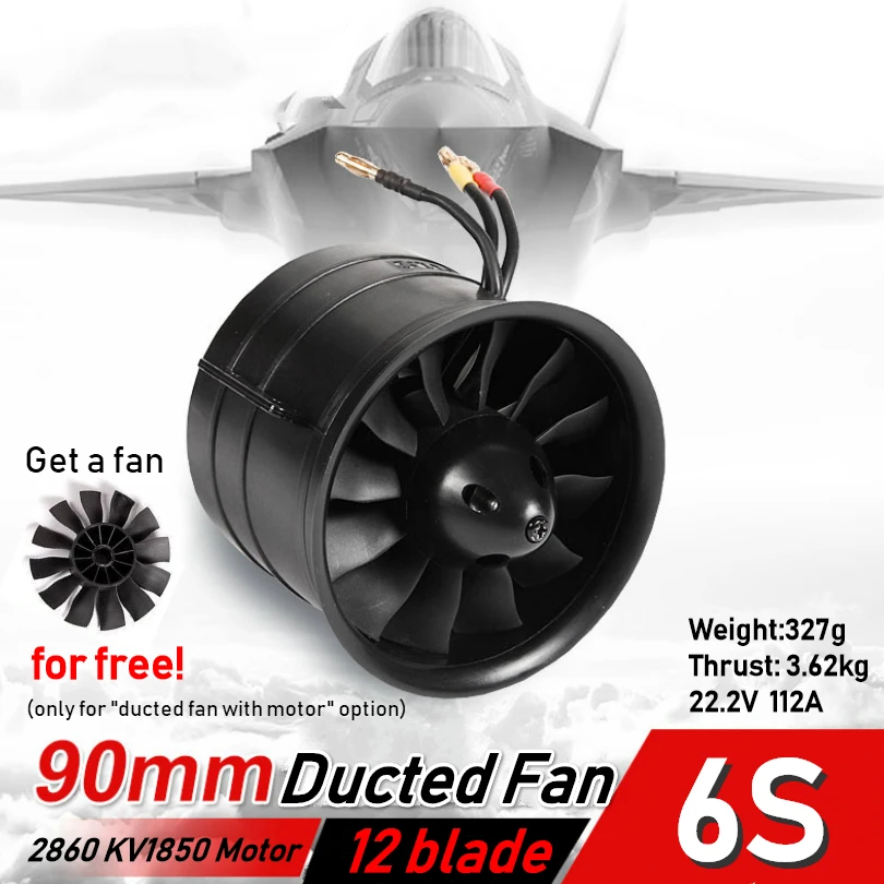 FMS-90mm-Ducted-Fan-Jet-EDF-12-blade-With-3546-KV1900-Motor-Optional ...