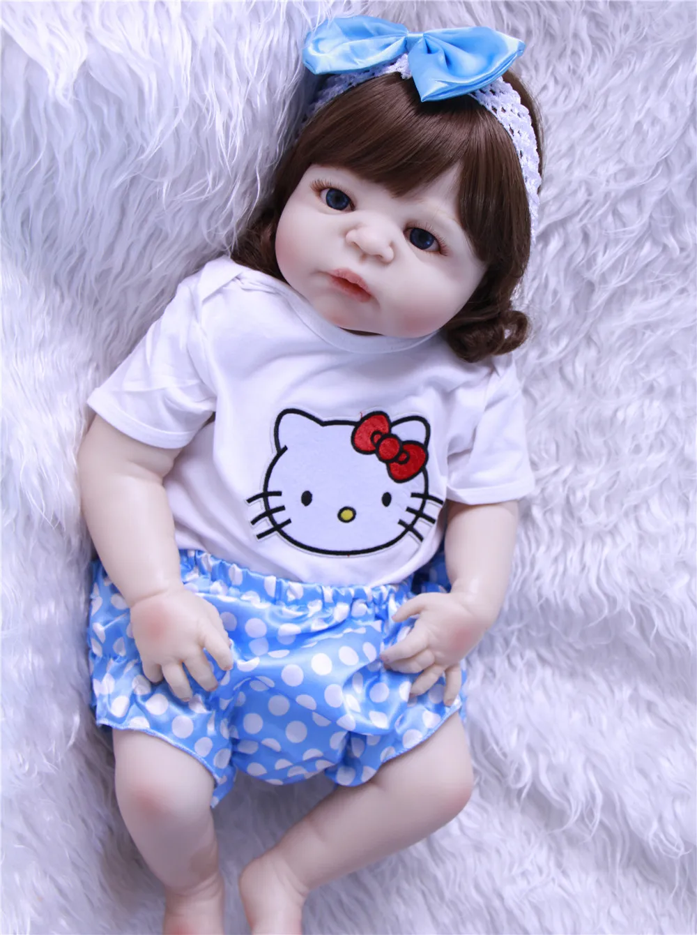 Reborn full silicone dolls for sale 23" lovely curly girl newborn ...