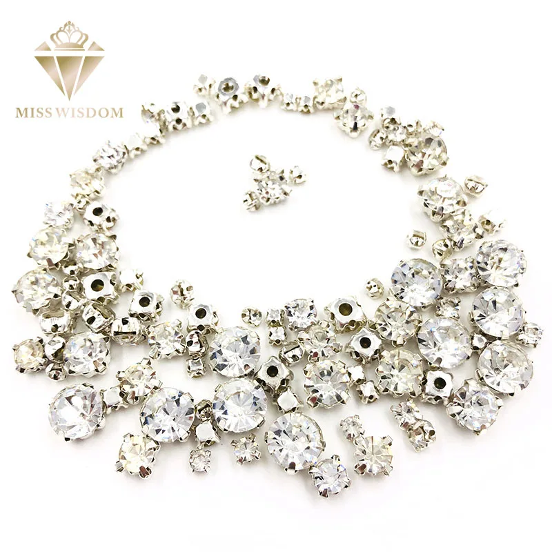 Hot sale 100pcs/pack Mixed size clear white glass crystal sliver base ...