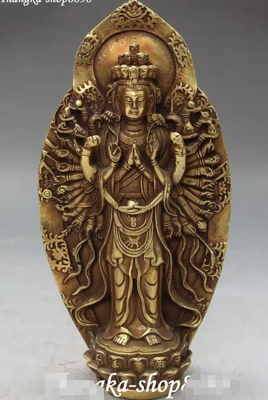 Chinese Carving 1000 Arms Avalokiteshvara of Goddess God Kwan yin ...