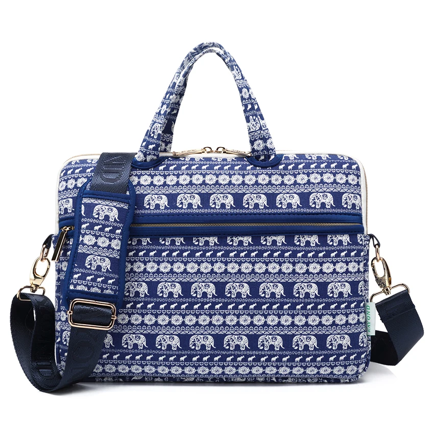 Kayond Canvas Laptop Shoulder Bag Computer Messenger Bohemia Elephant