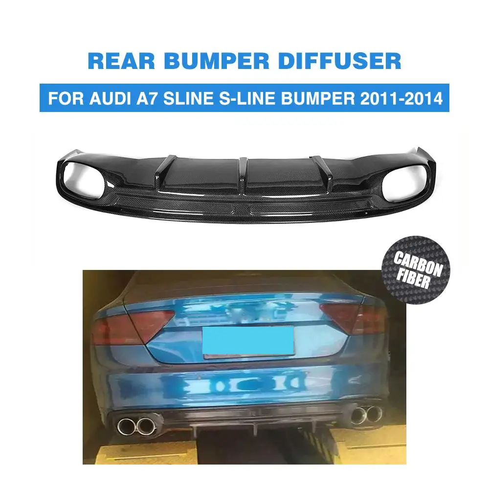 Carbon Fiber Rear Bumper Diffuser Lip Spoiler For Audi A7 Sline S7 ...
