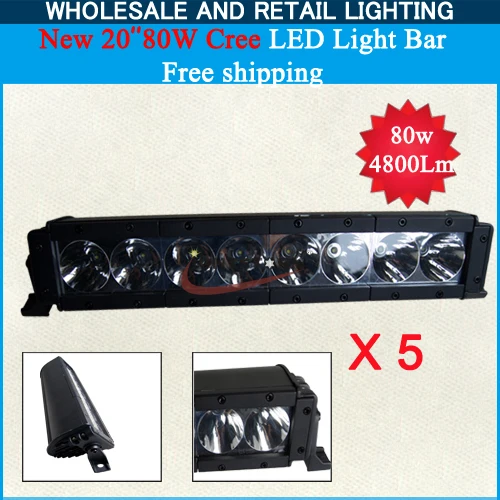 5 Pcs 80w Offroad Light bar, free shipping, 80w 4x4 led light bar for ...