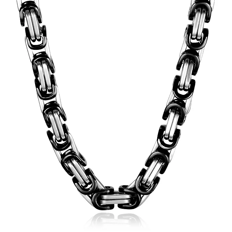 Hip Hop Rock Gold Color Byzantine Box Chains 60cm Long Titanium Stainless Steel Link Chain