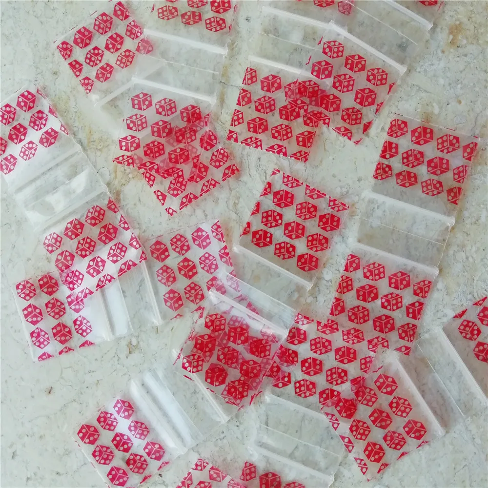 100pcs Mini Baggies With Designs Red Dice Ziplock Bags 1x1inch 5mil ...