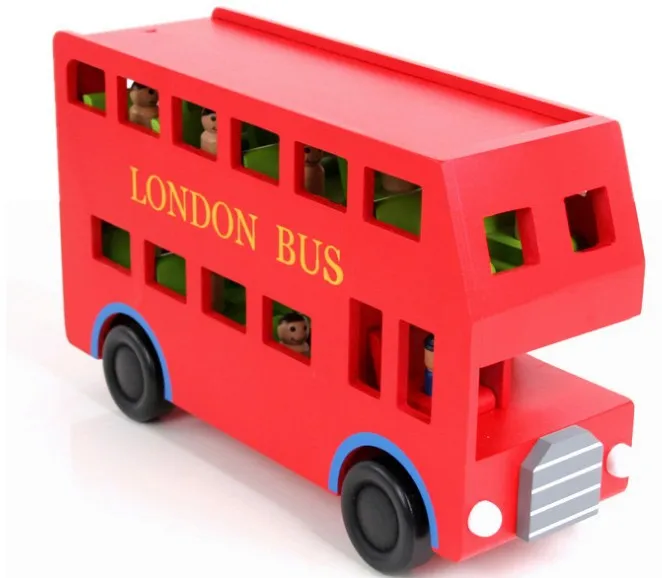 Double Decker Red London Wooden Bus Toy-in Diecasts & Toy Vehicles from ...