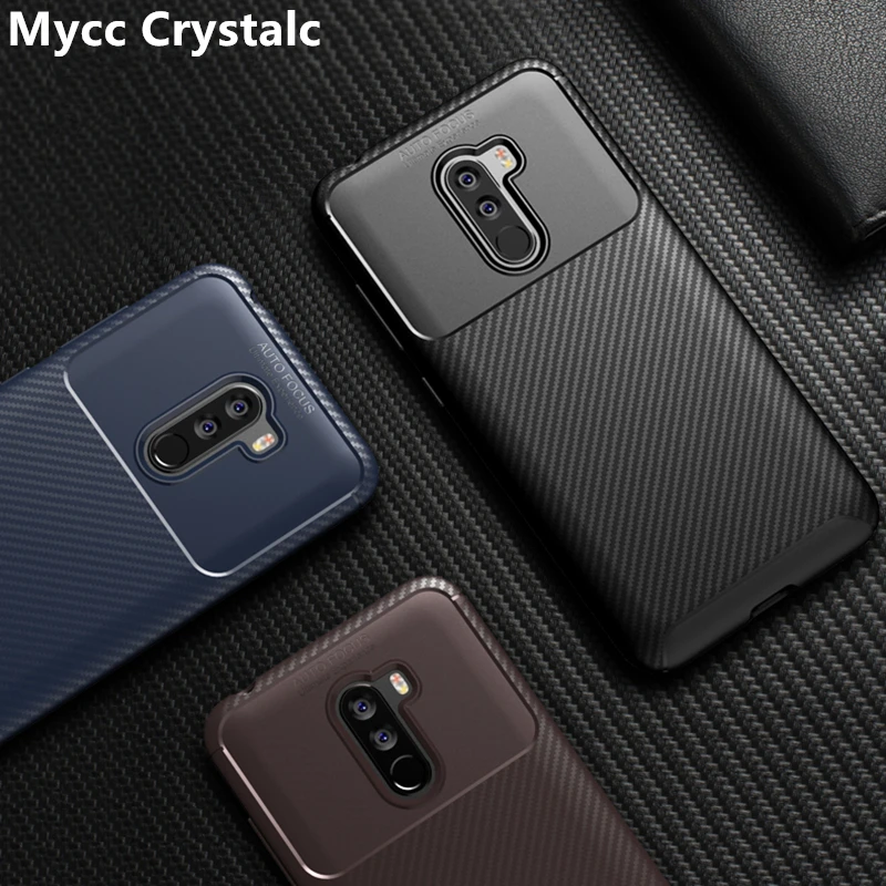 Carbon Fibre Case For Xiaomi Pocophone F1 Rugged Armor Shockproof Soft ...
