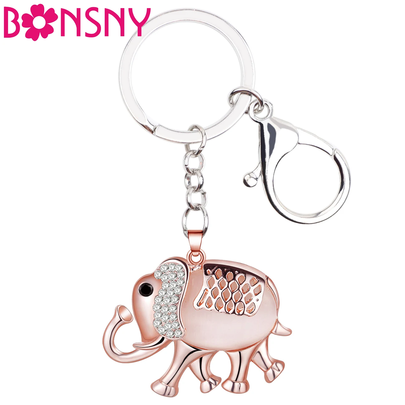 Bonsny Alloy Rhinestone Elephant Key Chain Keychains Ring Bag Car ...