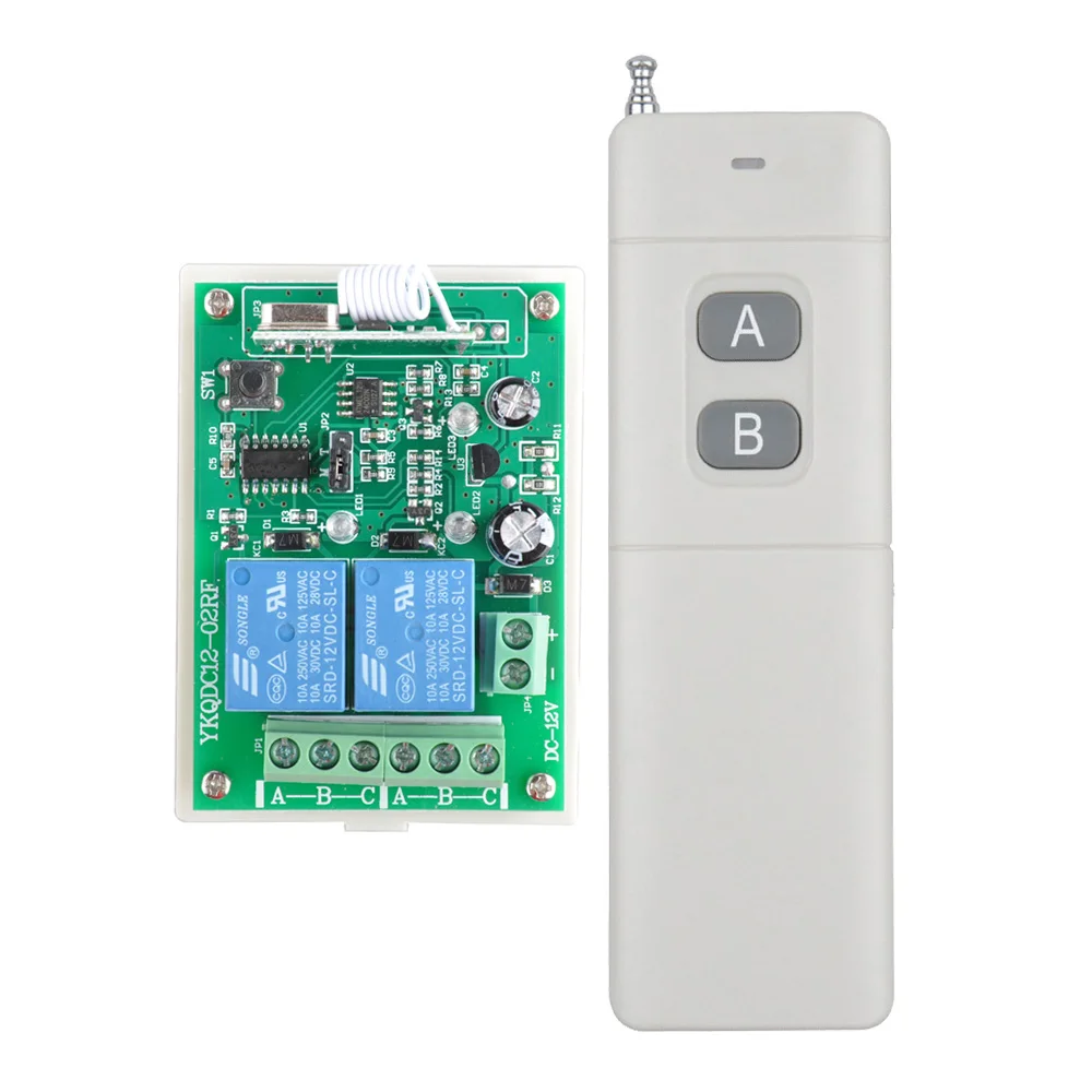 Wireless-Remote-Control-Switches-12V-DC-2CH-Relay-RF-Receiver-Long ...