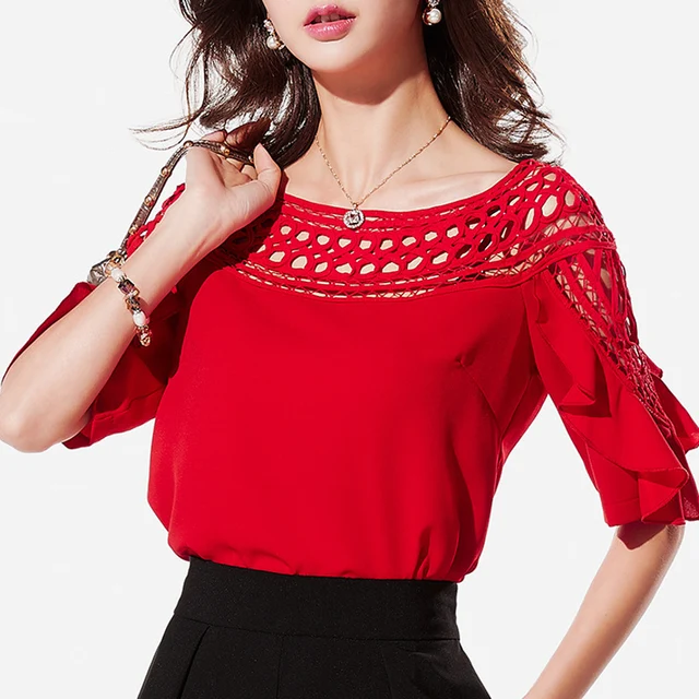 Aliexpress.com : Buy Womens Beautiful Shirts Hollows Out Slim Chiffon ...