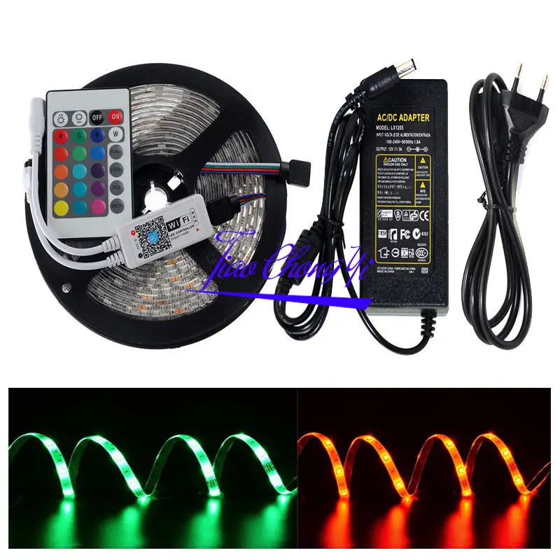 5050 300led RGB LED strip 12V IP65+24Key WiFi RGB Controller+5A 12V LED ...