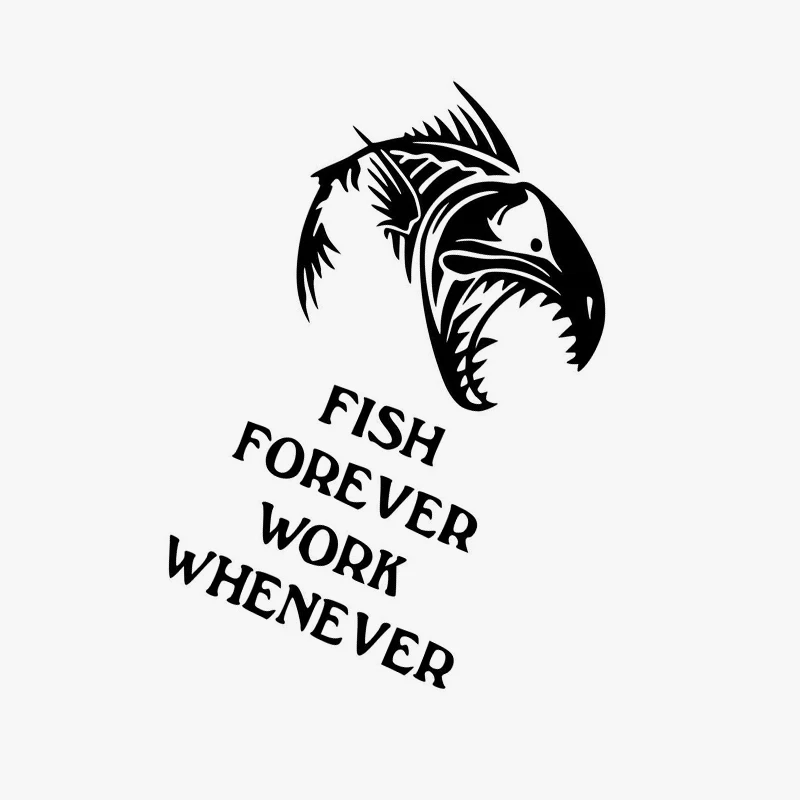 Fish forever work whenever vinyl decal Stickers, Labels & Tags Bumper ...