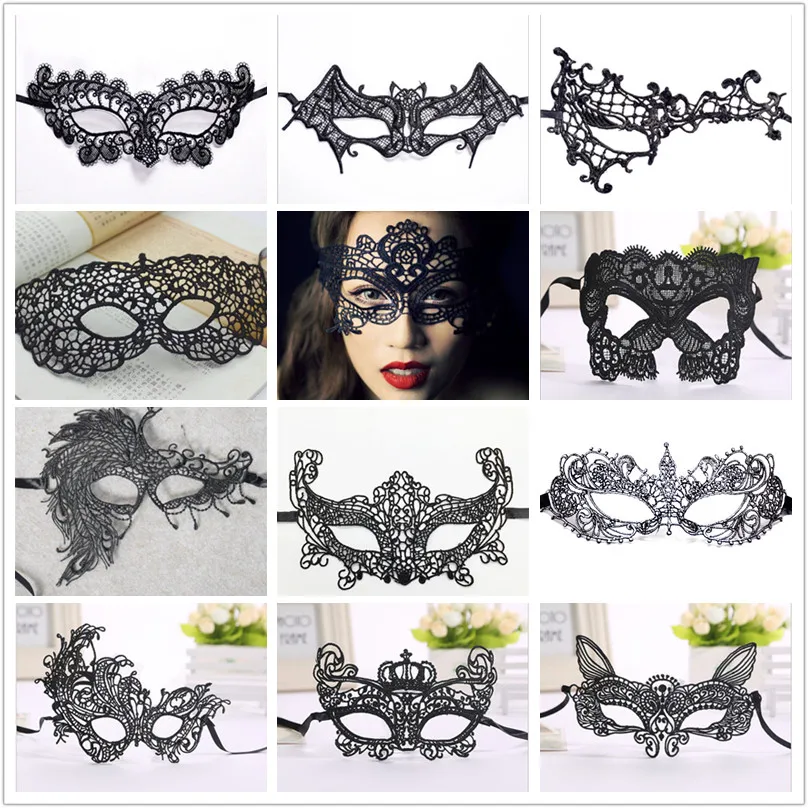 1pcs Black Women Sexy Lace Masquerade Mask for Carnival Halloween ...