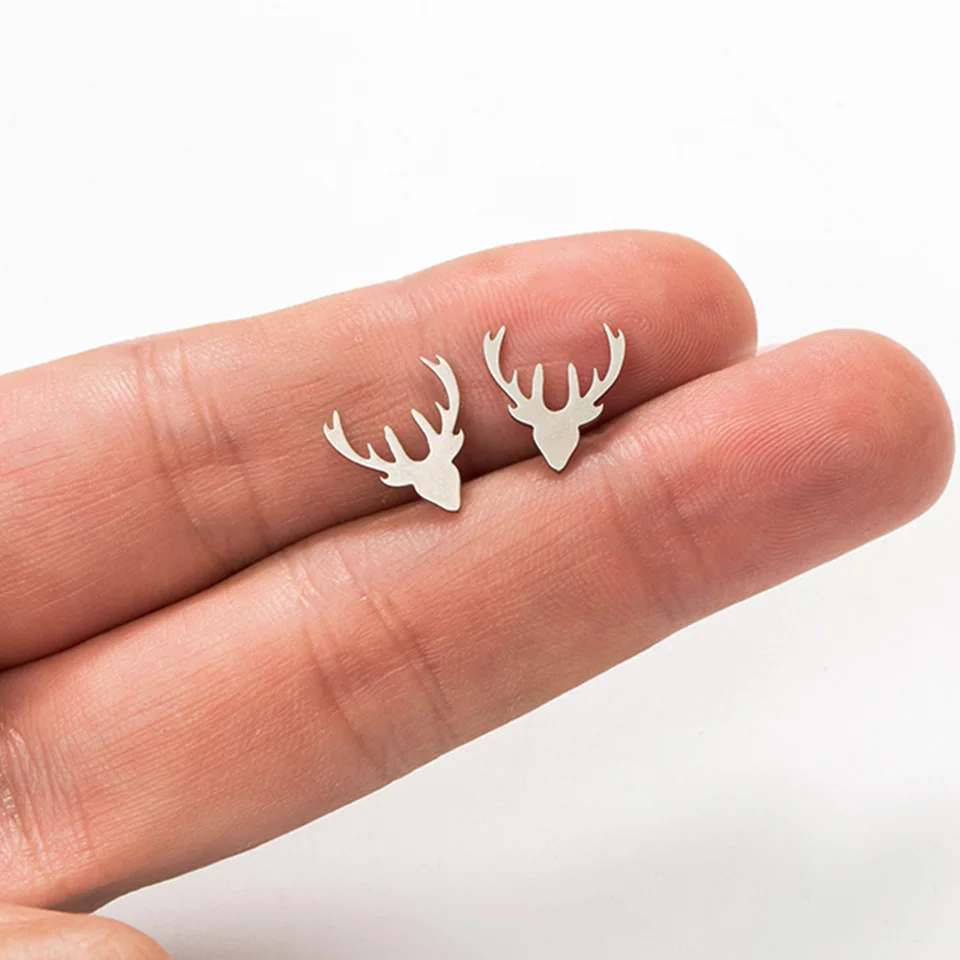 Cute Animal Ear Studs Fashion Mini Stainless Steel Golden Sliver color ...