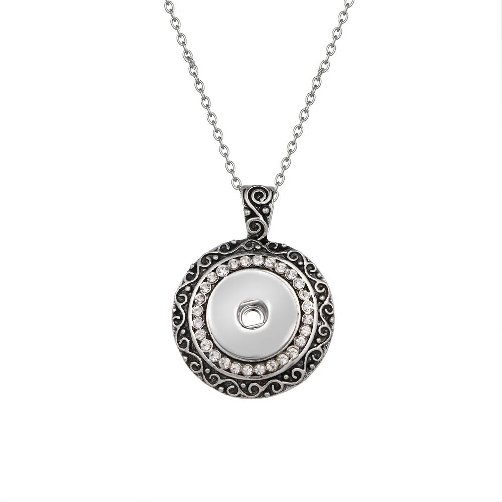 The Bloomer round alloy charm necklaces with 18mm snap button woman ...