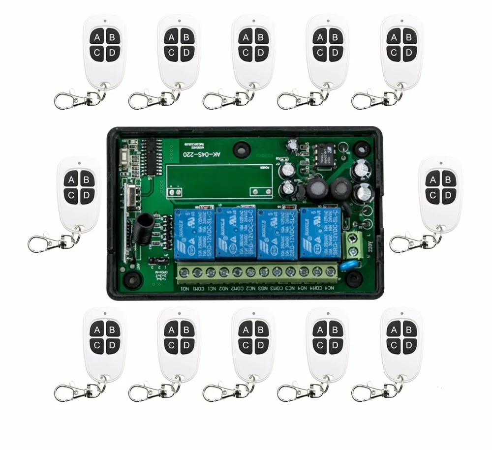 85v~250V 110V 220V 230V 4CH RF Wireless Switch Relay Receiver Remote ...