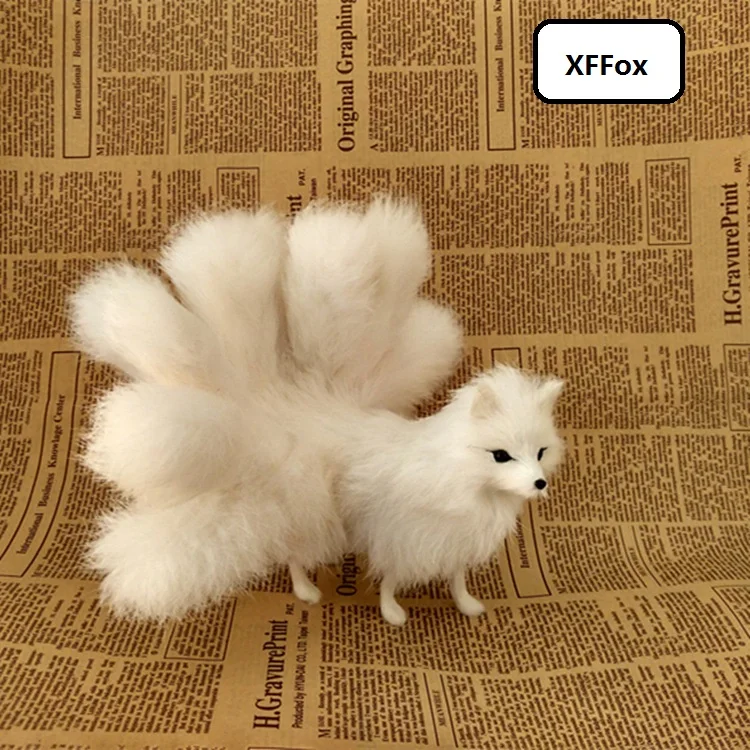 Cute Real Life Nine-tails Fox Model Plastic&furs Simulation White ...