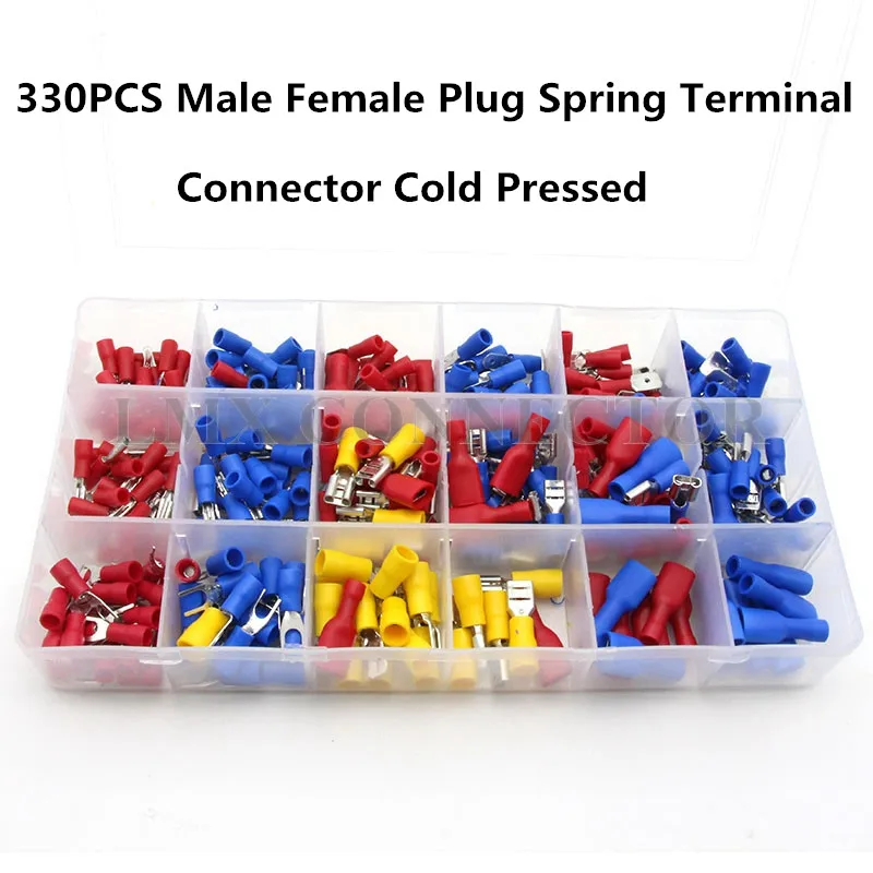 330PCS-Plug-Spring-Terminal-Male-Female-Pre-Insulated-Connector-Cold ...