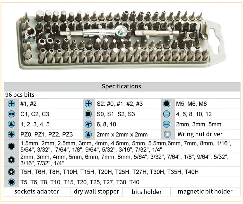 Набор инструментов, 100 шт, разные силовые биты, SD-2310, все в одном наборе, отвертка, обменные ...