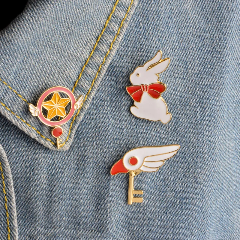 Rabbit/Key Cartoon Metal Pin Badge Clothes Badges Backpack Beautify ...